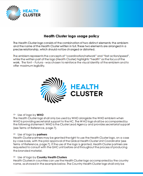 Health Cluster logo usage policy